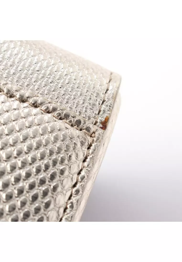 Buy Bvlgari Pre-Loved Bvlgari serpenti Vanity Handbag leather gold python embossed 2WAY 2025 ...