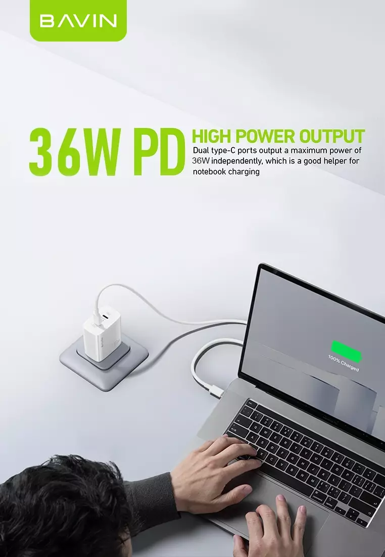 Buy BAVIN PC909 36 W Dual Port Fast Charging Charger Adaptor Type-C ...