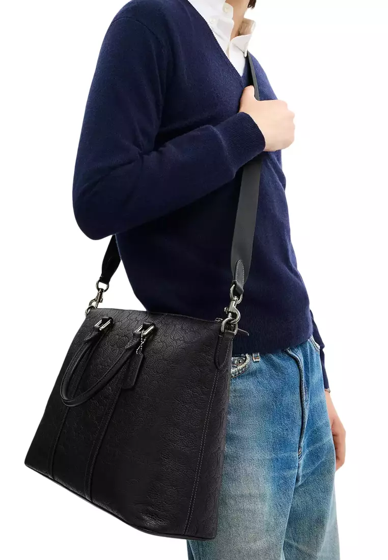 Buy Coach Caleb Work Bag In Signature Leather - Black CCF70 2026 Online ...