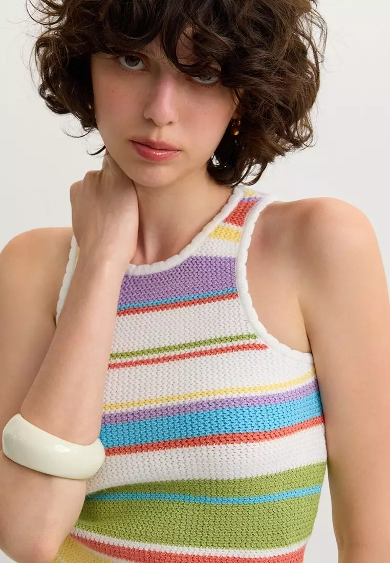 Buy Pomelo Striped Knit Sleeveless Top - Multi Color 2026 Online | ZALORA