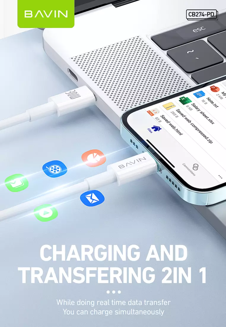 Buy BAVIN CB274 30W Type-C to iPh Data Cable Fast Charging & Data ...