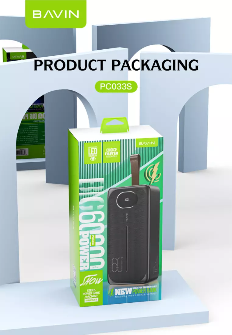 Buy BAVIN BAVIN PC033 60000mAh Powerbank PD 22.5 Fast Charging High Power Power bank w/ Built-in ...