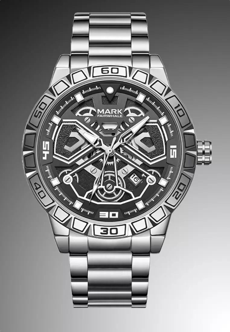 Buy Mark Fairwhale Unisex Alloy Quartz Watch, Black Dial, 46mm ...