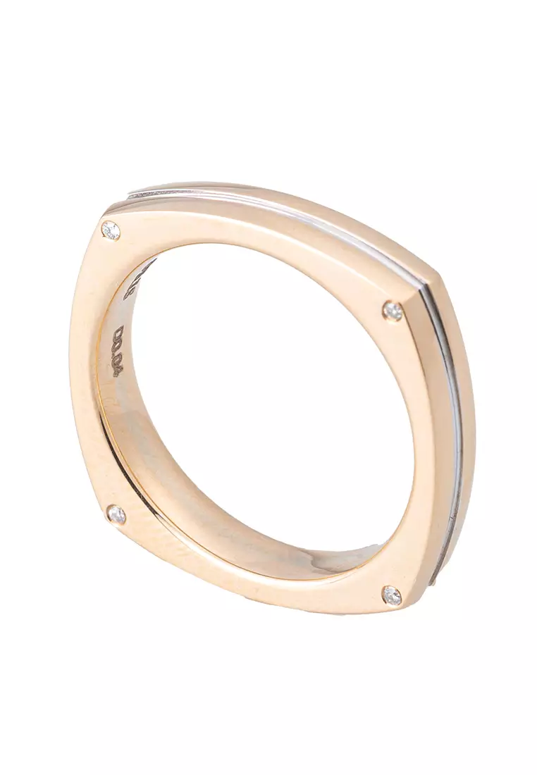 Buy LITZ LITZ 18K White Gold & Rose Gold Diamond Men Ring PJ-MS015M ...