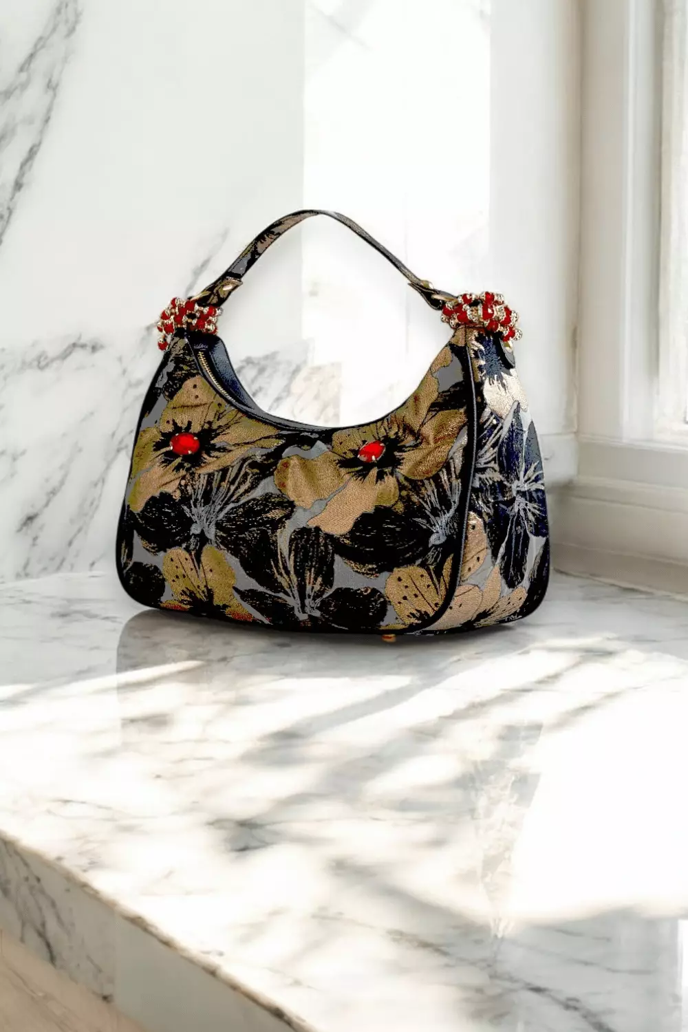 Jual Demure & Co Crystal Embellished Dalia Gardenia Tote bag Original ...