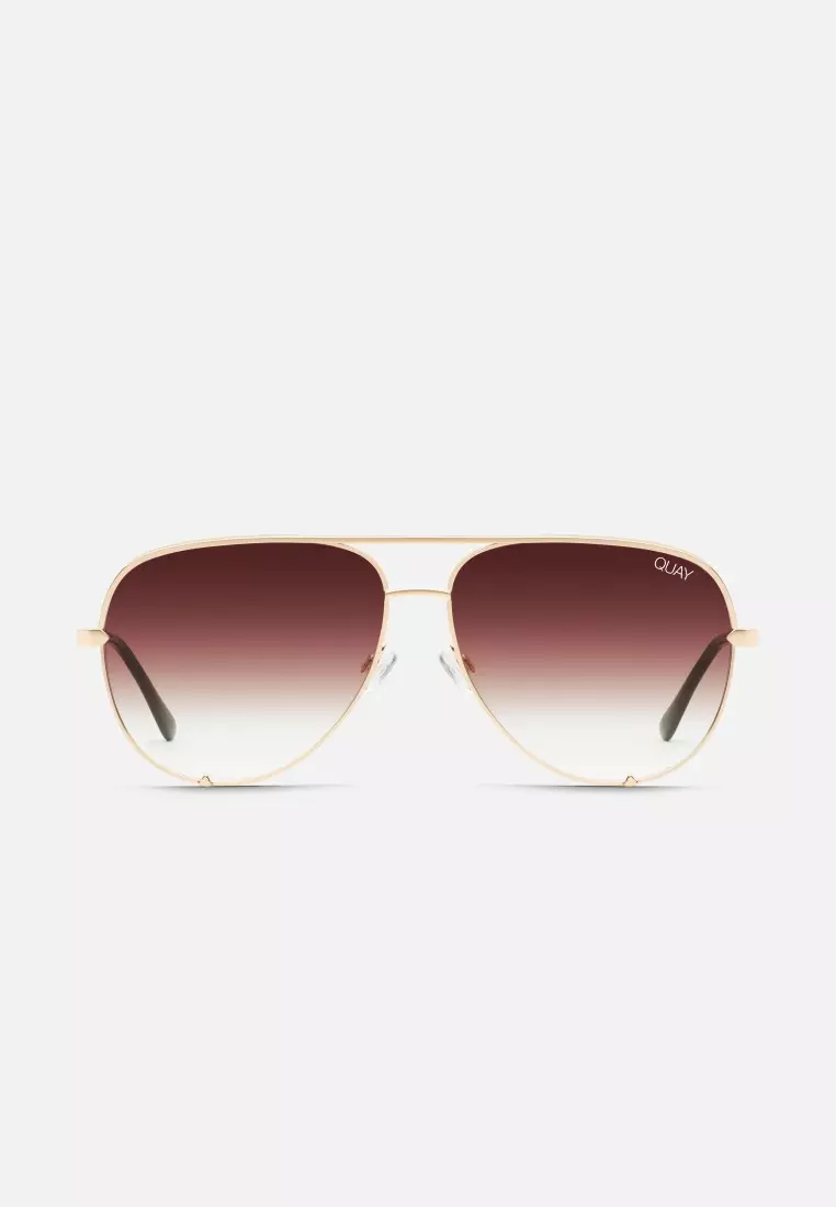 Buy QUAY High Key Extra Large Sunglasses - Gold/Brown Fade Polarized ...