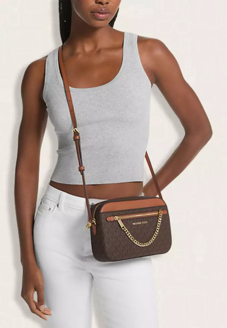 Jual MICHAEL KORS Michael Kors Jet Set Large Logo Crossbody Bag Brown Original 2024 | ZALORA ...