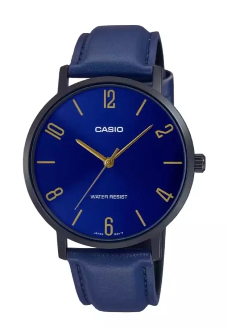 Jual Casio Casio Analog Jam Tangan Pria Strap Kulit Biru MTP-VT01BL-2B ...