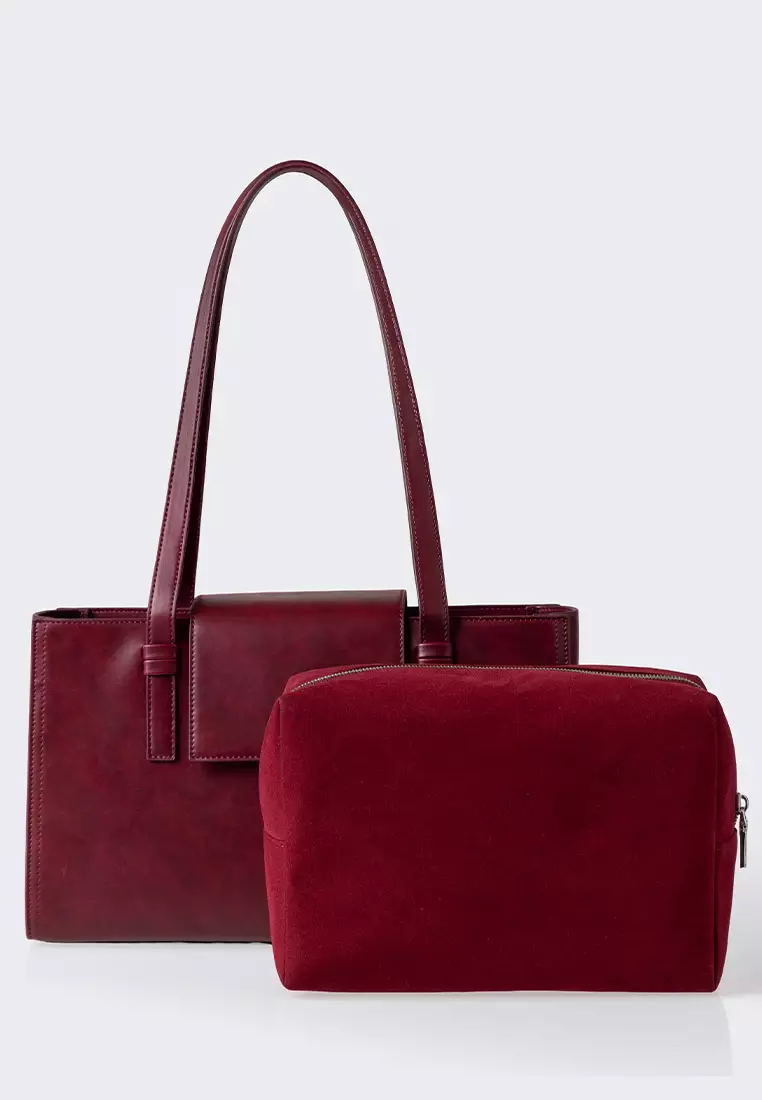 Jual Riamiranda Ria Miranda Burgundy Nina Medium Box Bag Original 2025 ...