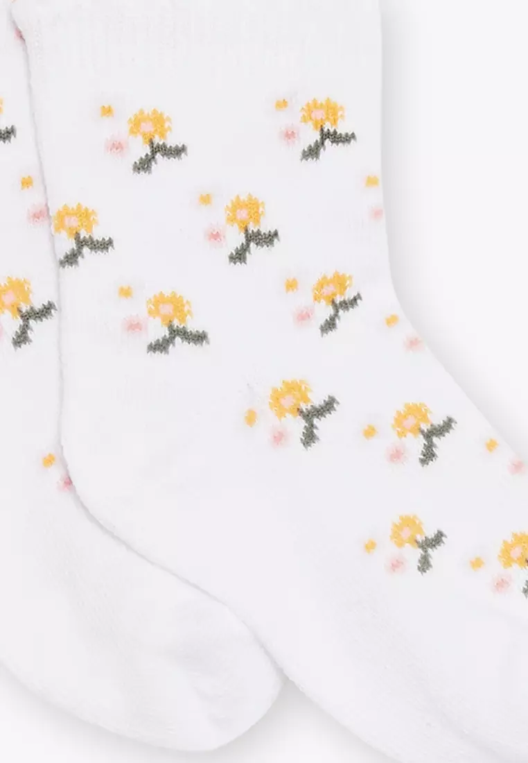 Buy Sergent Major Ecru Socks With Flower Print 2024 Online | ZALORA
