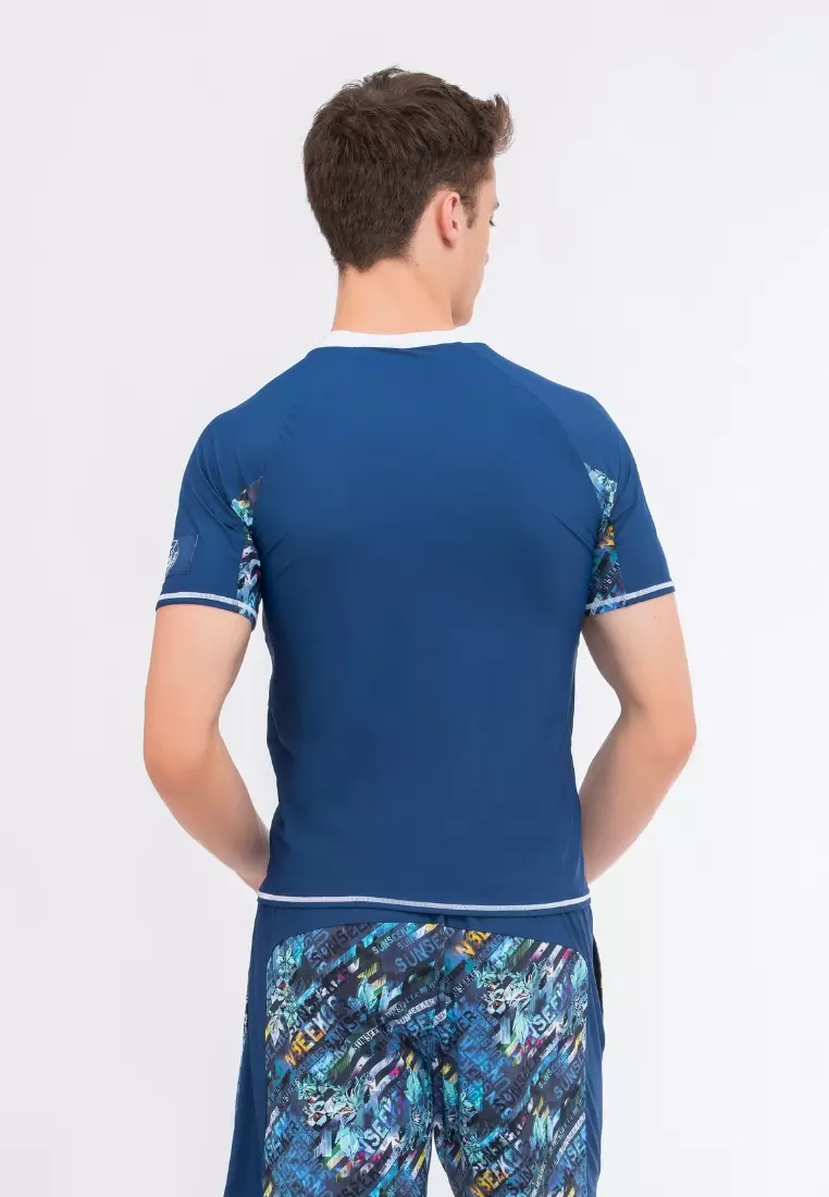 Buy Sunseeker Men Blue Logo Pattern Swim Shirt 2025 Online | ZALORA