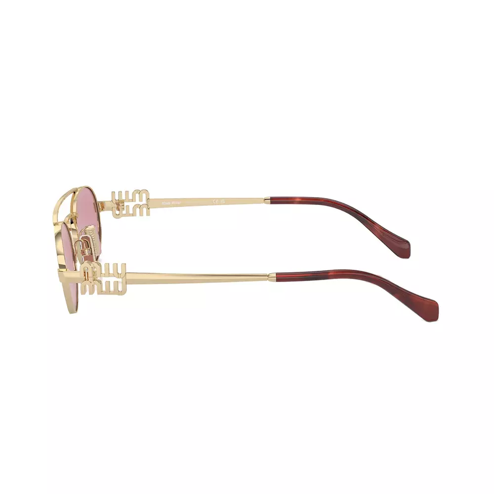 Jual Miu Miu Oval Frame Metal Gold Sunglasses Dark Pink Silver Lens ...