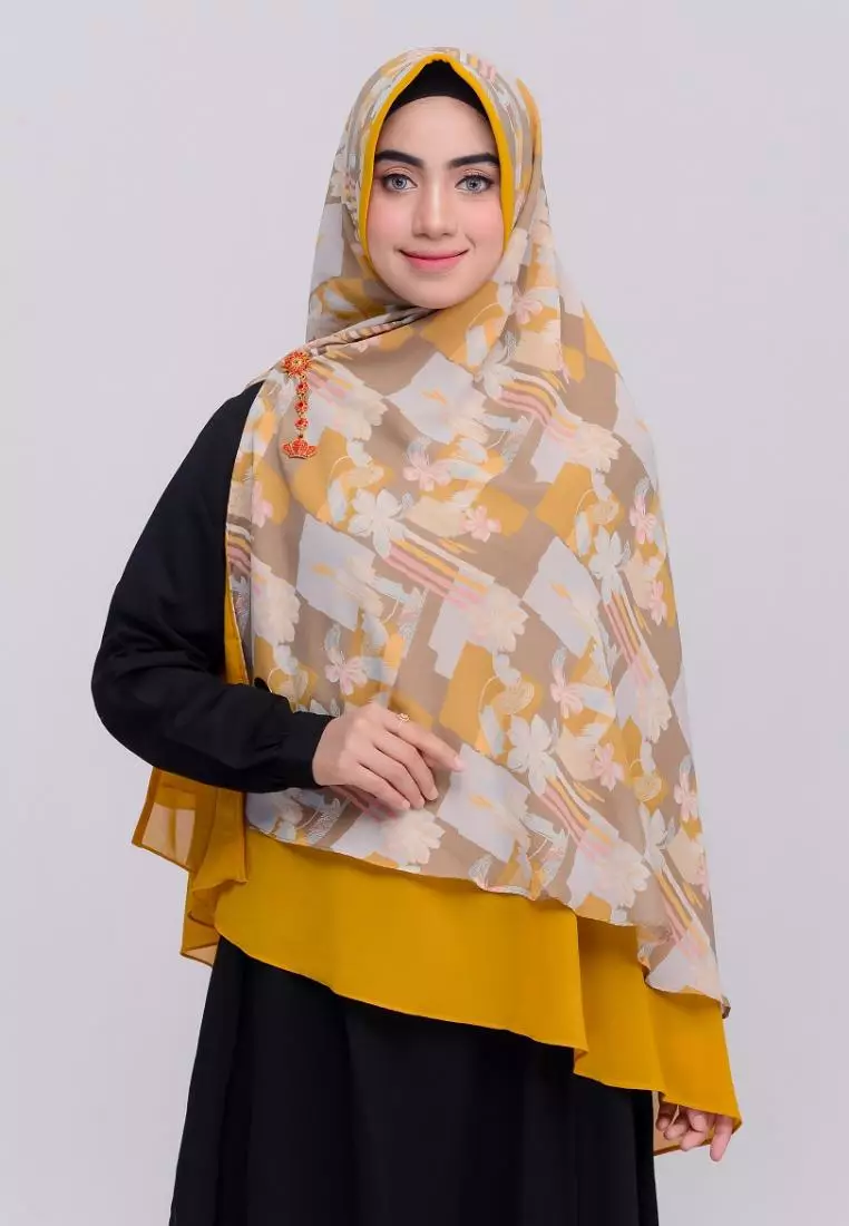 Jual First Hijab Naida Khimar Instan In Mustard Original 2024 | ZALORA Indonesia