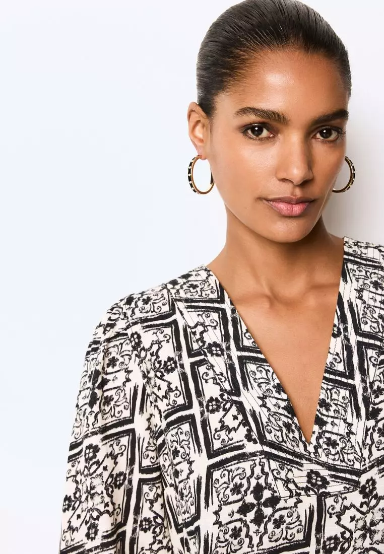 Buy Next Linen Blend V Neck Long Sleeve Blouse Online Zalora Malaysia