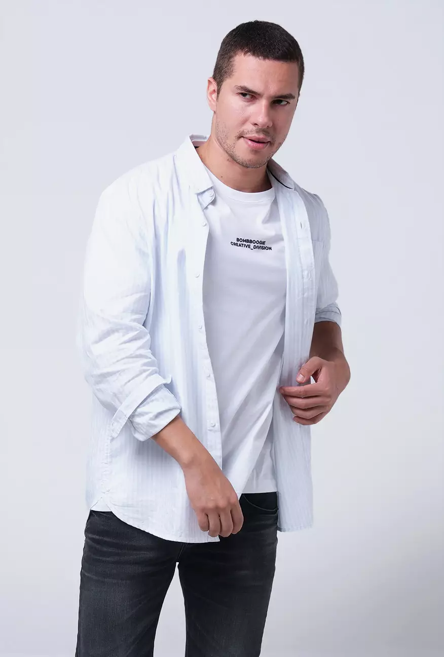 Jual Bombboogie Bombboogie Kemeja Pria Regular Lua Blue White Original ...