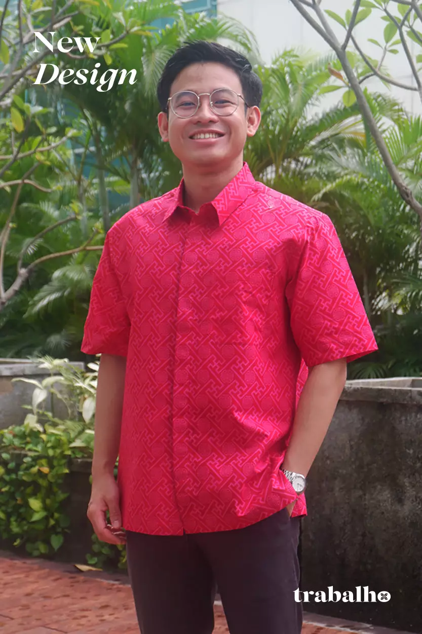 Jual Nona Rara Batik NONA RARA - Benji Magenta Short M0276, Kemaja ...