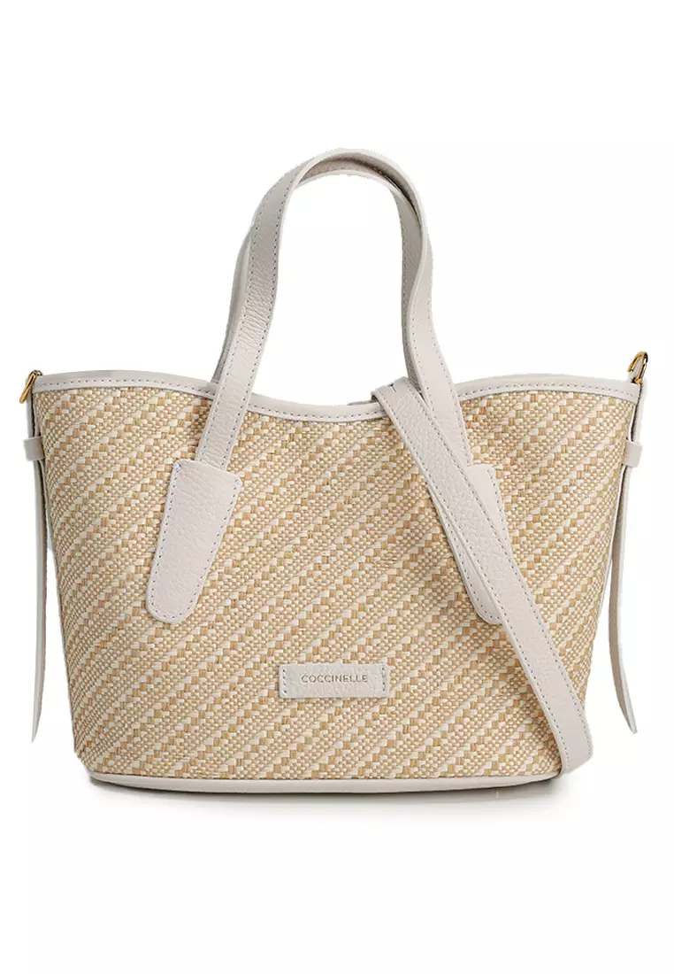 Buy Coccinelle Never Without Bag Bicolor Straw Small Tote Bag 2025 ...