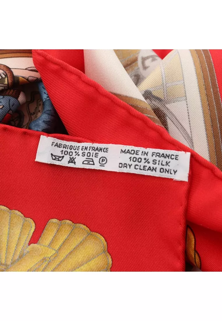 Buy Hermes Pre-Loved Hermès carres 90 automobile scarf silk Red ...