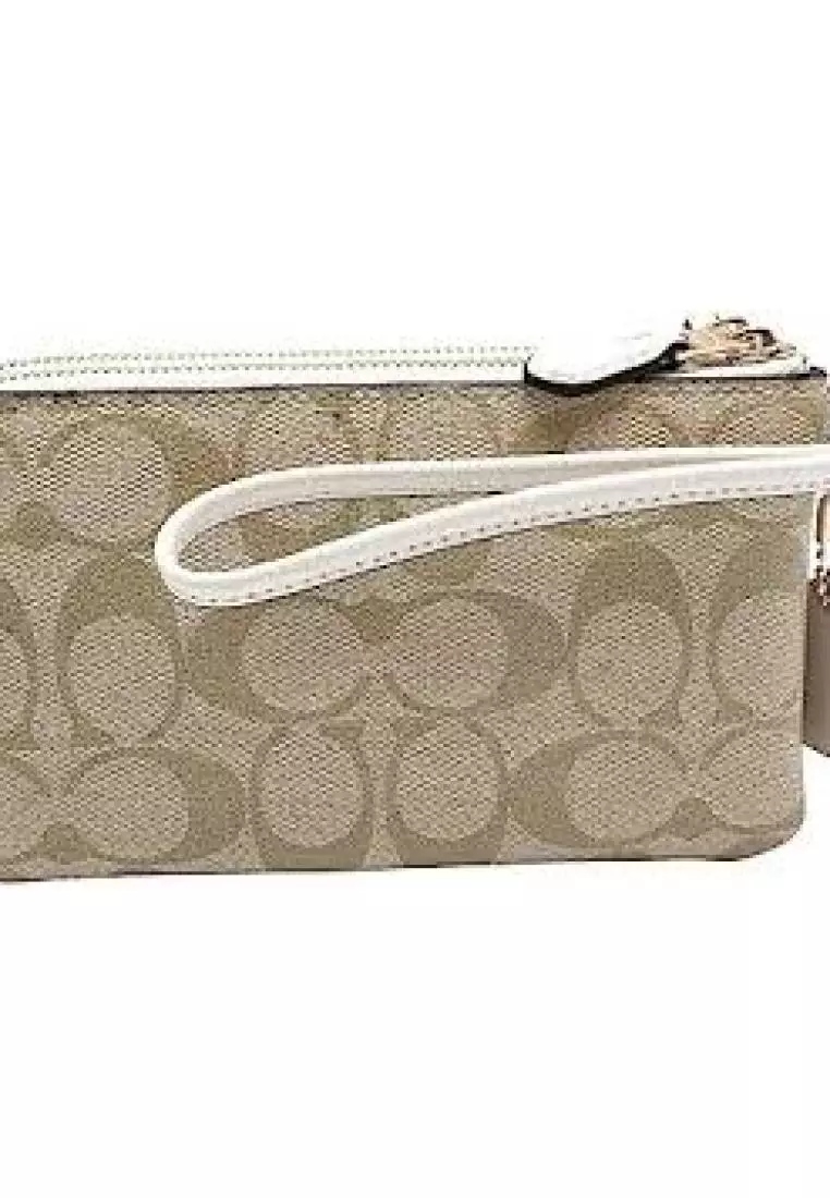 Jual Coach 58035 Corner Wristlet Zip Sig Khaki Chalk Original 2024 ...