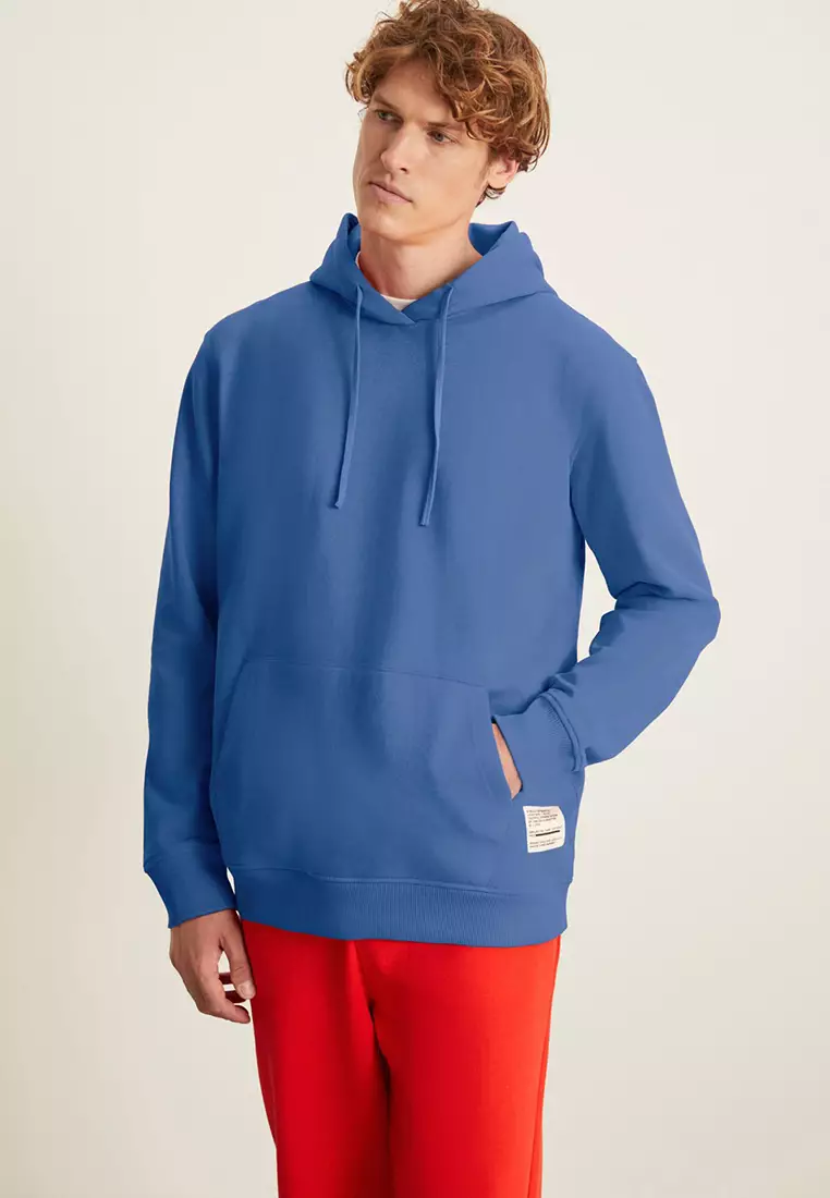 Buy GRIMELANGE Benda 3 Yarn Ribbed Soft Kangaroo Pocket Hooded ...