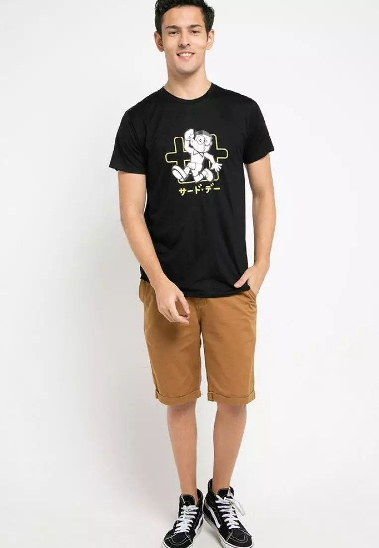 Jual Third Day MTG22 doraemon nobita outline logo hitam kaos pria ...