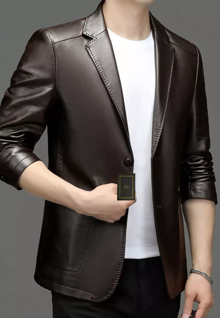 HAPPY FRIDAYS Faux Leather Suit Jacket BD2202 2025 | Buy HAPPY FRIDAYS ...