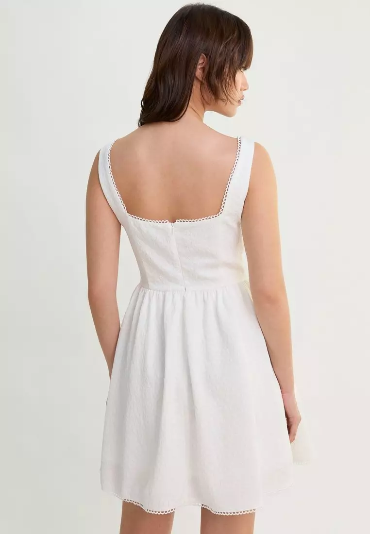 Buy Pomelo Square Neck Mini Dress - White 2026 Online | ZALORA