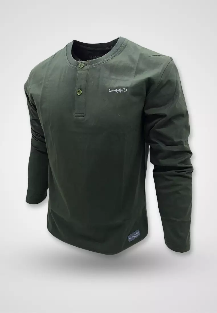 Jual IEBE Kaos Polos Tangan Panjang IEBE Casual Green Army I1HL8064GMY ...