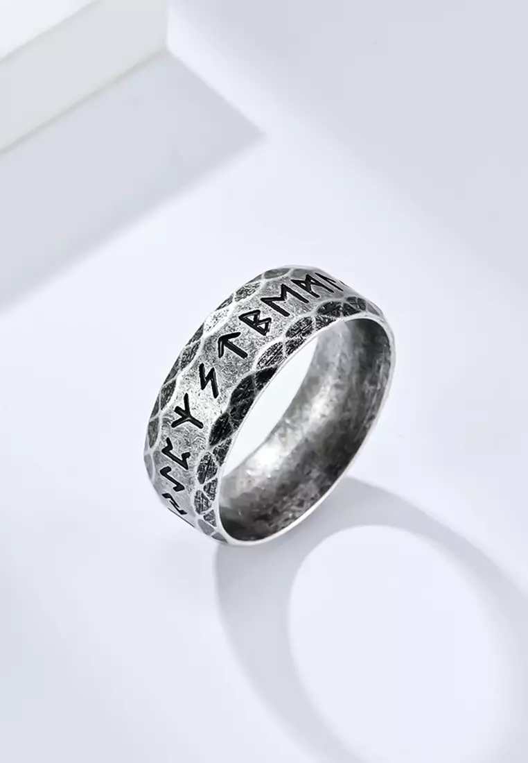 Buy HAPPY FRIDAYS Titanium Steel Stylish Runes Ring JW QF-JZ706 2025 ...