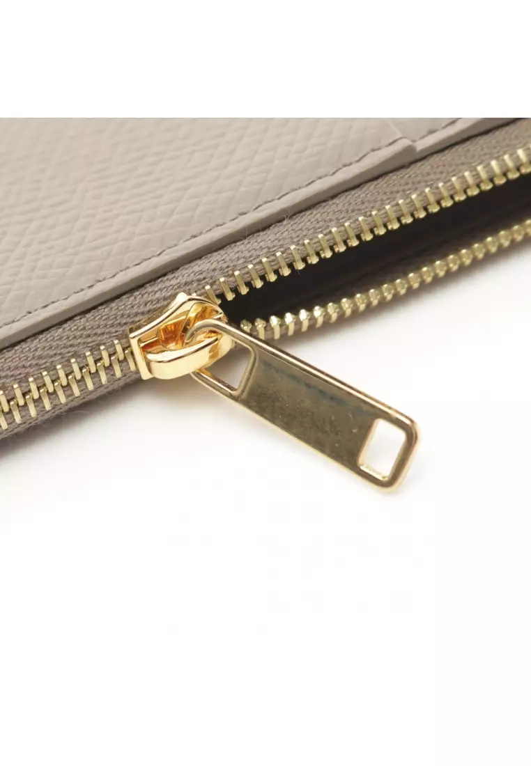 Buy Celine Pre-Loved Celine compact zipped card holder coin purse card case leather gray 2025 ...