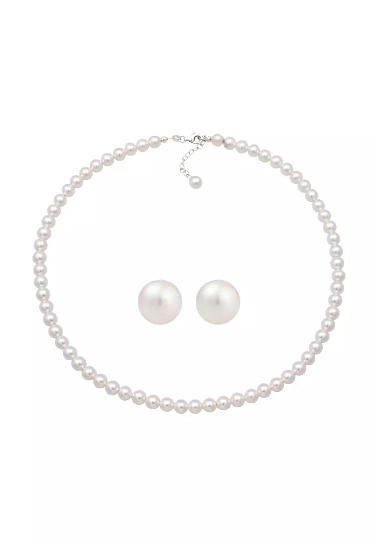 Buy ELLI GERMANY Lustrous Swarovski® Pearls Jewelry Set – 925 Silver ...