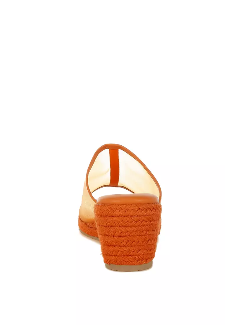 Buy Rag & CO. Breathable Mesh Slip-On Wedges in Orange Online | ZALORA ...