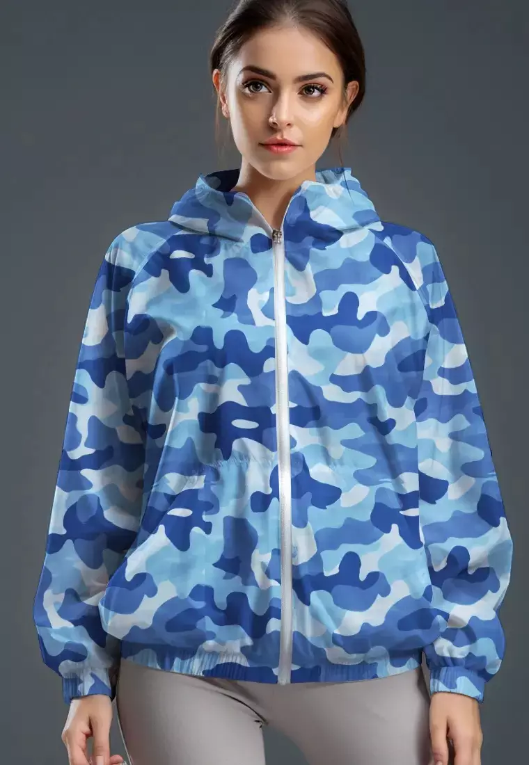 Jual TD Active LSC89 jaket lari wanita parasut motif "blue white camo ...