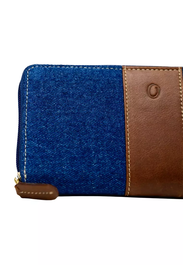 Buy Oxhide Men's Long Zip around wallet in fabric and Leather fabric ...