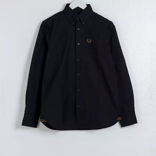 Jual FRED PERRY Kemeja FRED PERRY LOGO POCKET BRONZE BLACK LONG SHIRT ...