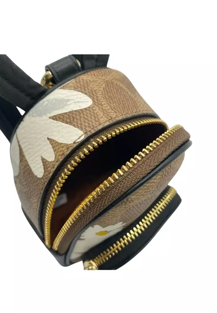 Buy Coach Mini Court Backpack Bag Charm In Signature Canvas With Floral ...