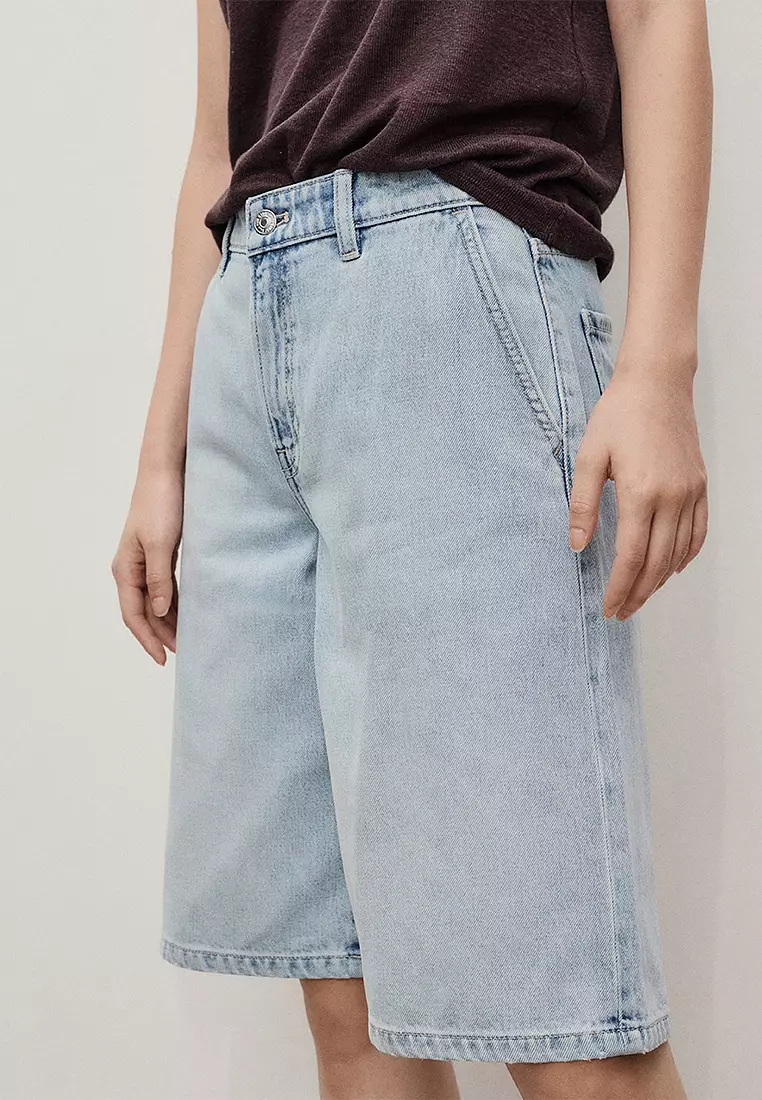 Buy Mango Straight Mid-Rise Denim Jorts 2025 Online | ZALORA