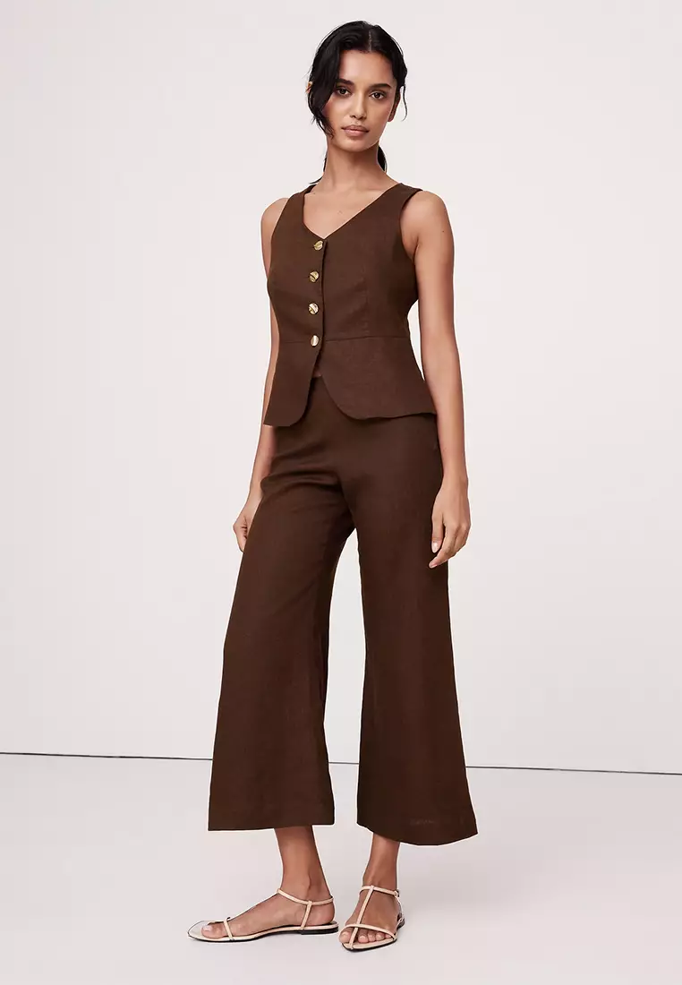 Buy Banana Republic Mid-Rise Kick-Flare Linen Ankle Pant 2025 Online ...