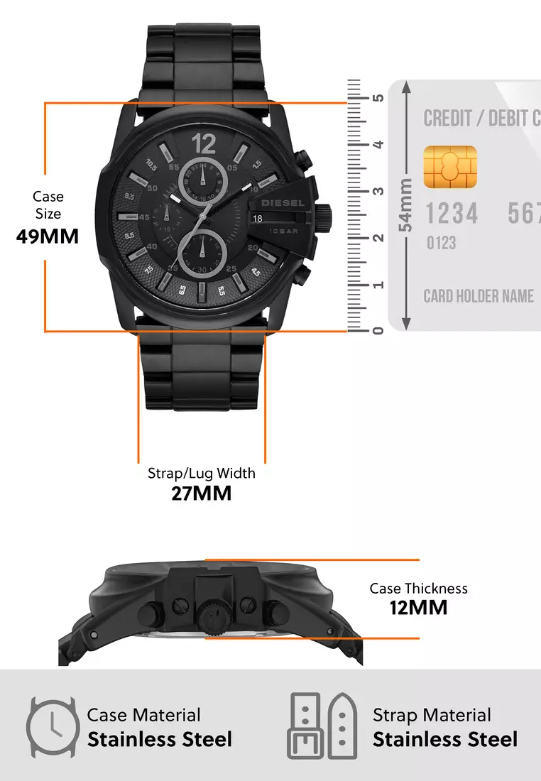 Buy Diesel Diesel Male's Master Chief Chrono black Stainless Steel ...