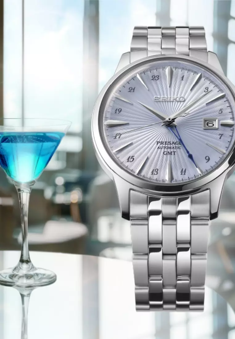 Buy Seiko Seiko Presage ‘Skydiving’ Cocktail Time GMT Ice Blue Dial ...