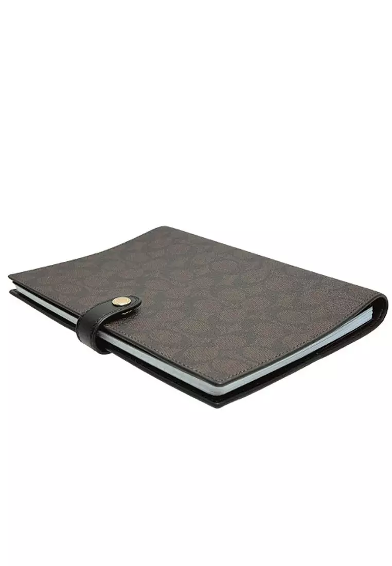 Coach Notebook In Signature Canvas - Walnut Black 2025 | Buy Coach ...