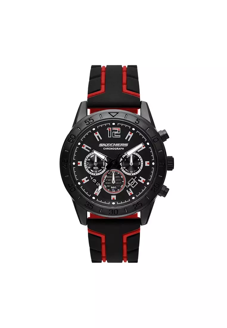 Buy Skechers Skechers Kornblum Black and Red Silicone Strap Analog ...
