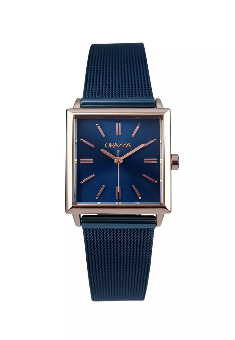 Buy Orazza Kayra Blue Mesh Band Square Watch 2024 Online | ZALORA ...