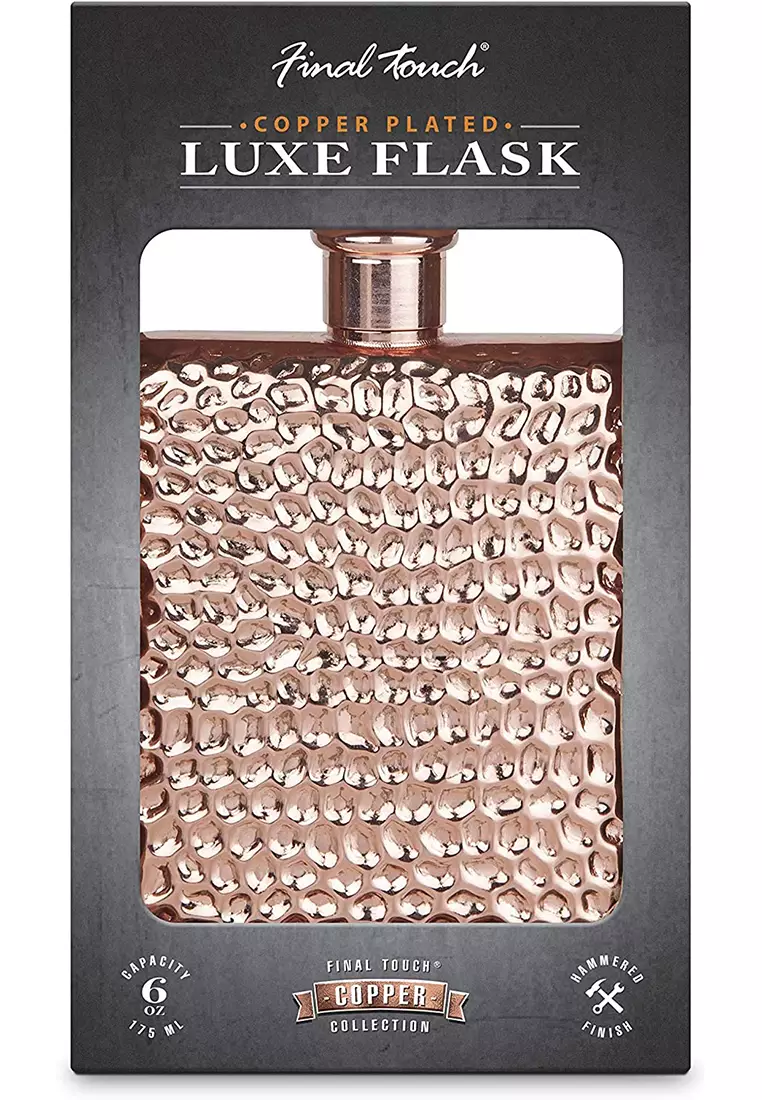 Final touch Copper Plated Stainless Steel Hammered Luxe Flask 175ml 2025 | Buy Final touch ...