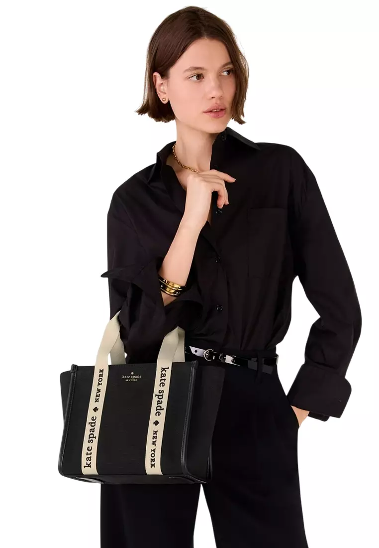 Buy Kate Spade Kip Canvas Small Tote - Black 2025 Online | ZALORA ...