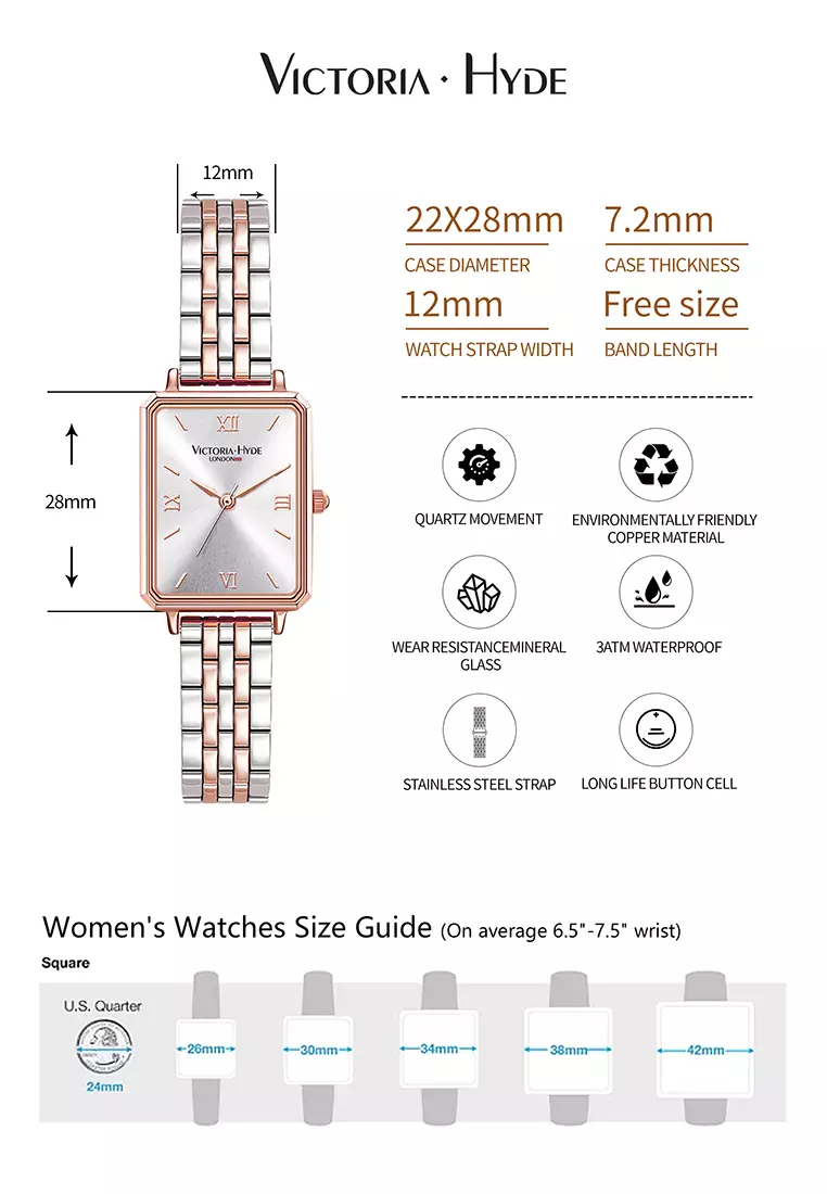 Buy Victoria Hyde London Women's Watch 22×28 mm Silver Dial Elegant ...