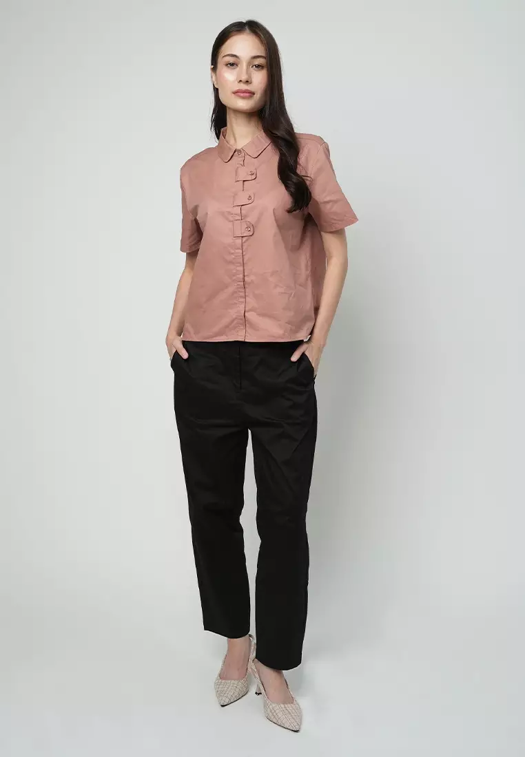 Buy Apple & Eve Aminah Collared Top with Button Opening Tabs 2025 ...