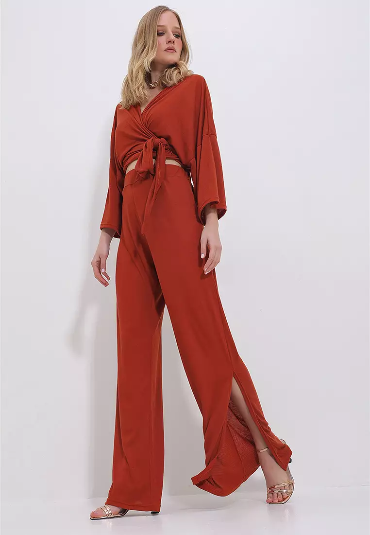 Buy Alacati Wrap Top And Wide Leg Pants Set 2025 Online Zalora Philippines