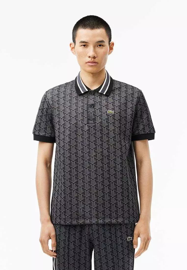 Buy Lacoste Classic Fit Contrast Collar Monogram Motif Polo Shirt Online | ZALORA Malaysia