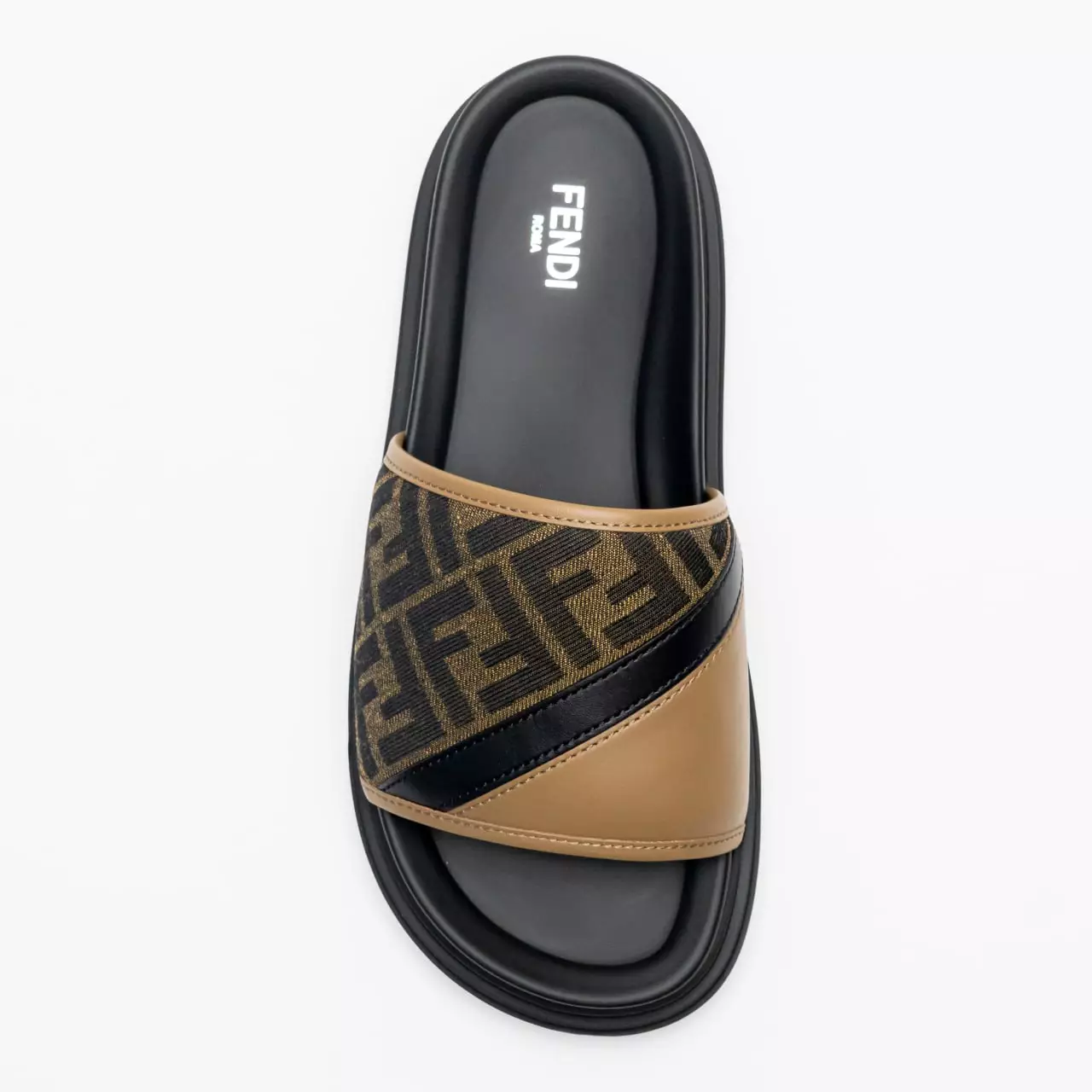 Jual FENDI FF Diagonal Slides Jacquard Brown Original 2025 | ZALORA ...